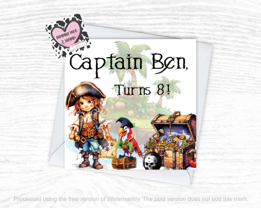 Personalised Pirate Themed Birthday Card, Unique and Fun Design Making ...