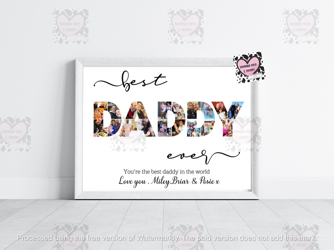 A4 Photo Collage Daddy Print, Fathers Day Photo Gift, Add up to 20 ...