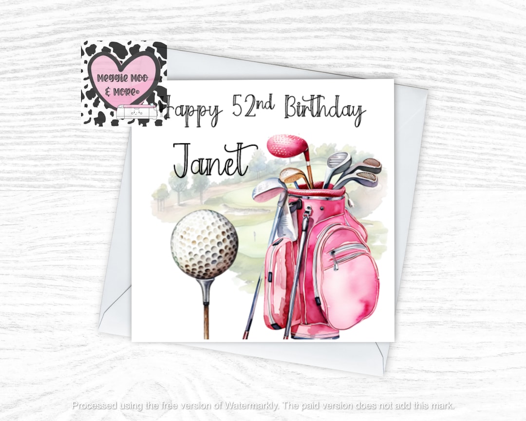 Personalised Pink Golf Card, Add Name and Age. Prefect Keepsake and ...