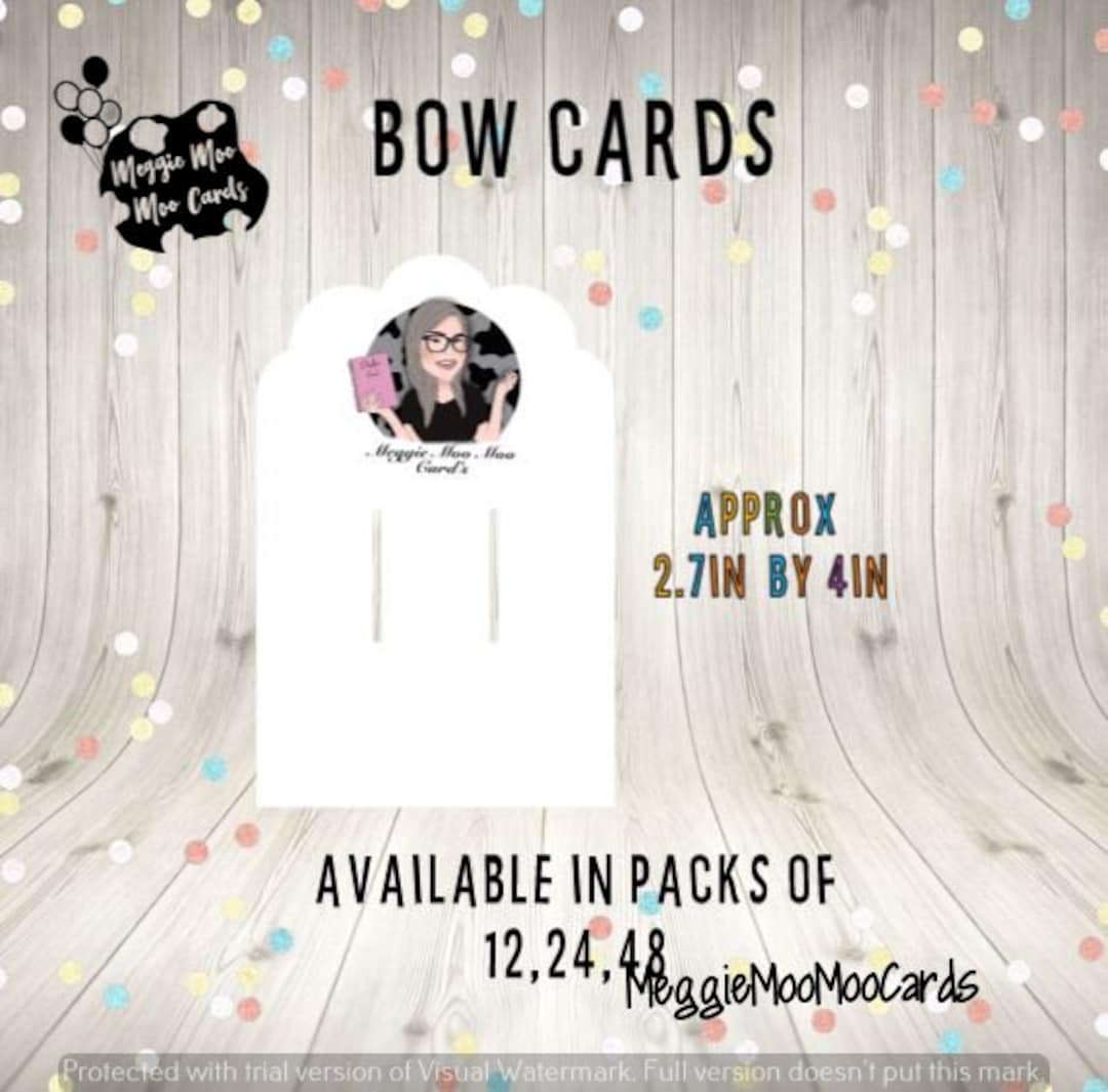 Personalised Logo Bow Display Cards, in Packs of 12,24 or 48. Precut ...