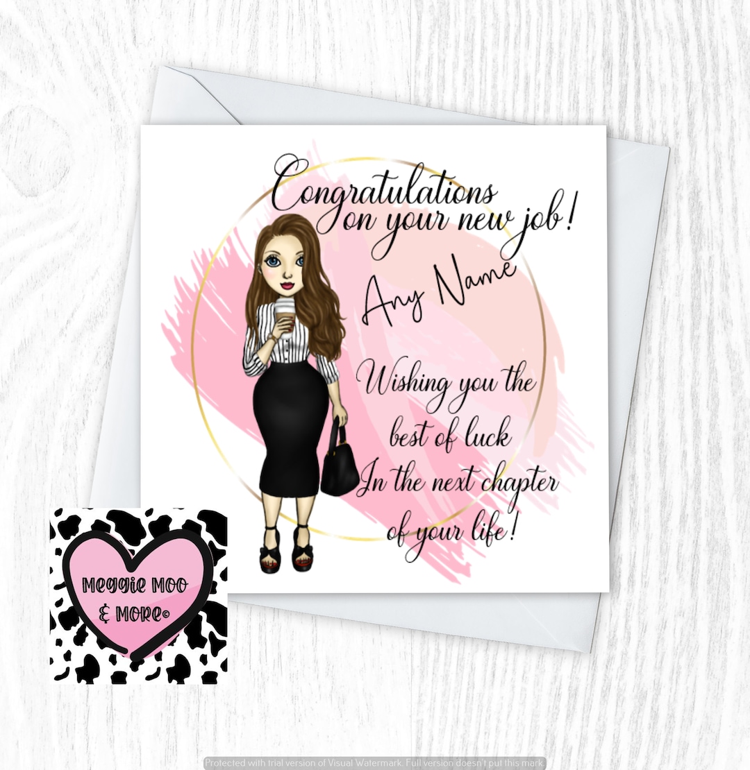 Congratulation New Job Personalised Card, New Office Job,any Name Can ...