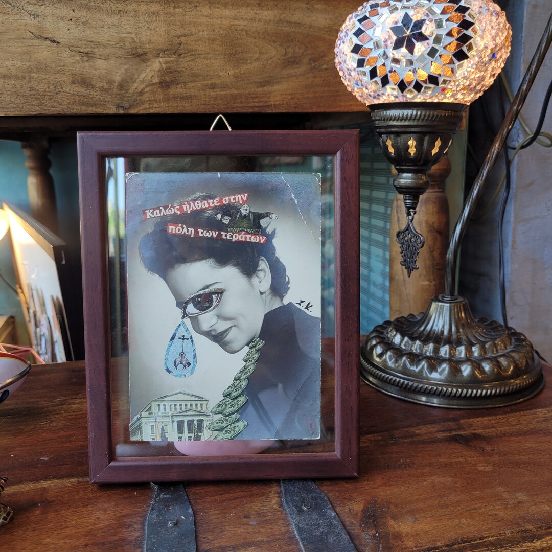 CITY OF MONSTERS, Wooden Framed Paper Collage, Handmade Collage ...
