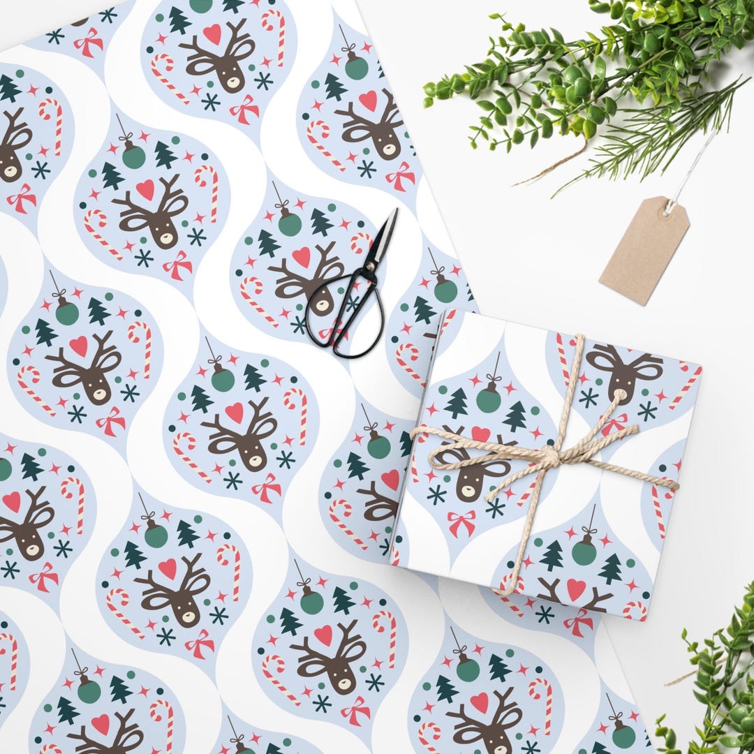 Beautiful Christmas Wrapping Paper Christmas Reindeer Classic Gift Wrap ...