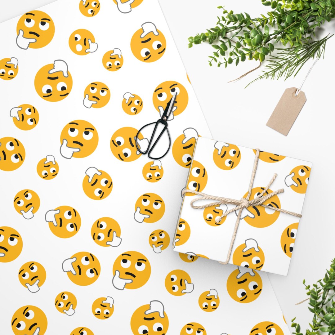 Emoji Christmas Wrapping Paper Kids Wrapping Paper Thinking Emoji Gift ...