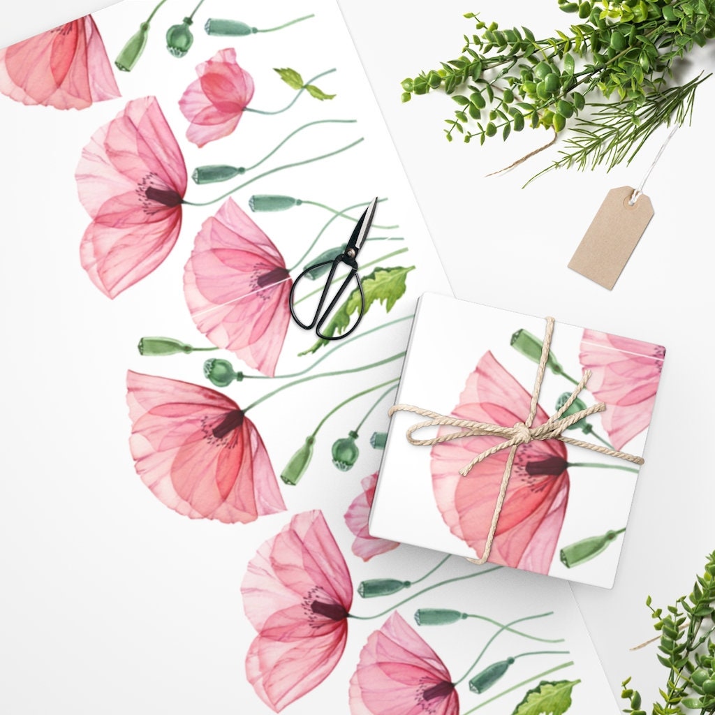 Pink Flower Wrapping Paper Baby Shower Wrapping Paper - Etsy