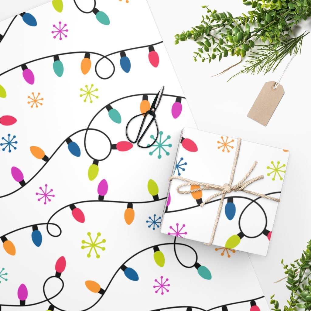 Color Christmas Lights Wrapping Paper Christmas Wrapping - Etsy