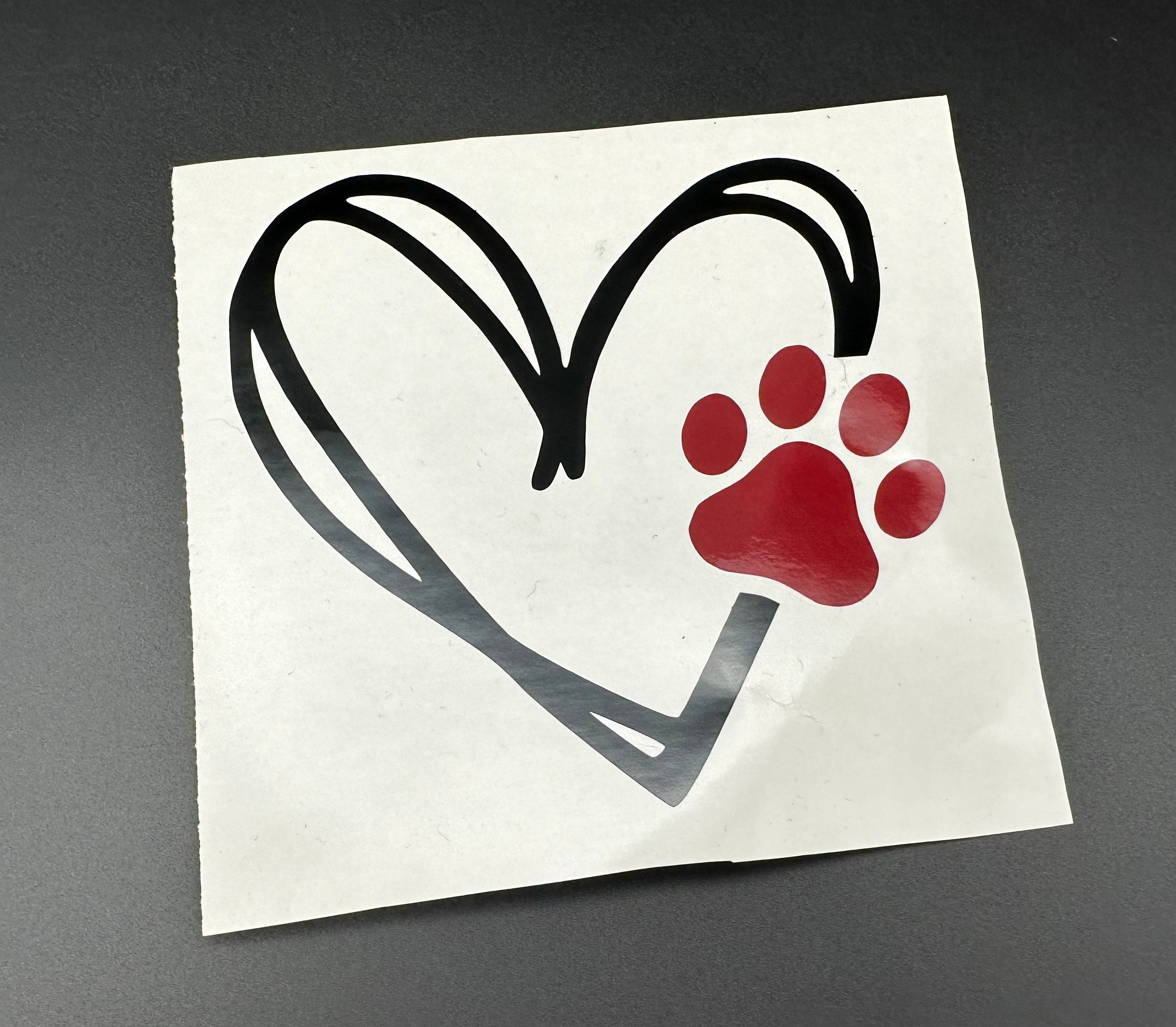 Paw Print Heart Vinyl Dog Sticker Decal Paw Print Sticker - Etsy