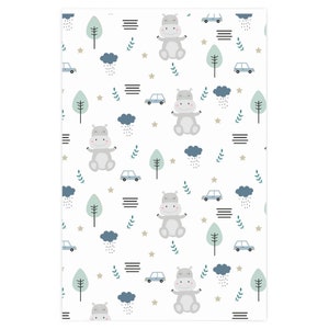 Happy Hippo Wrapping Paper Kids Wrapping Paper Jungle Gift Wrap Kids ...