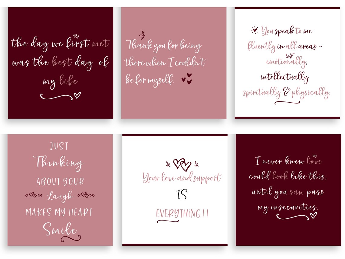 Romantic Love Note Cards | Printable Note Cards | Gifts for Her/him ...