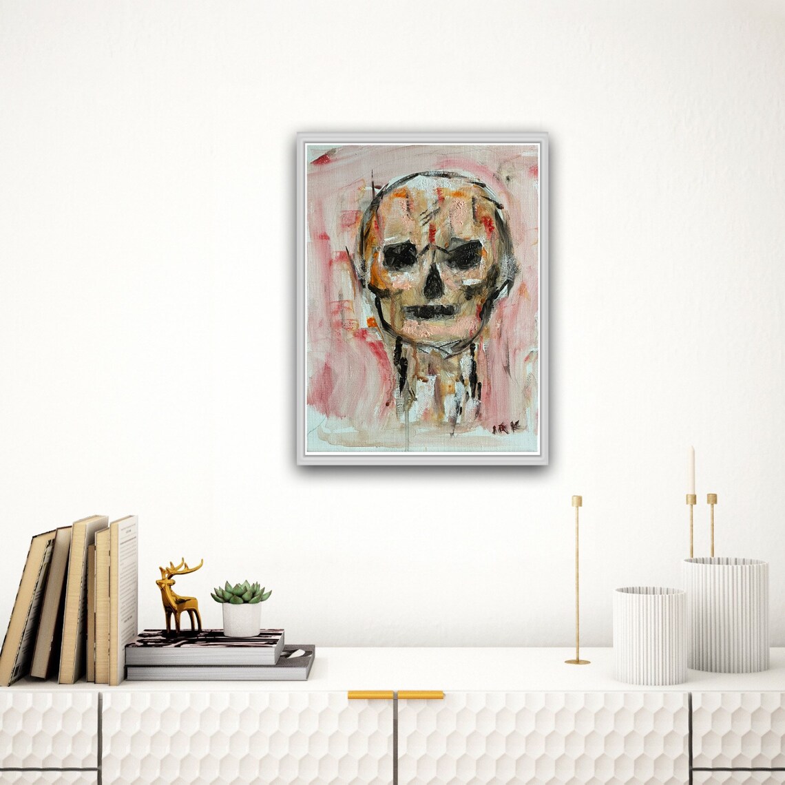 Abstract 9 X 12 Acrylic Skull Painting - Etsy