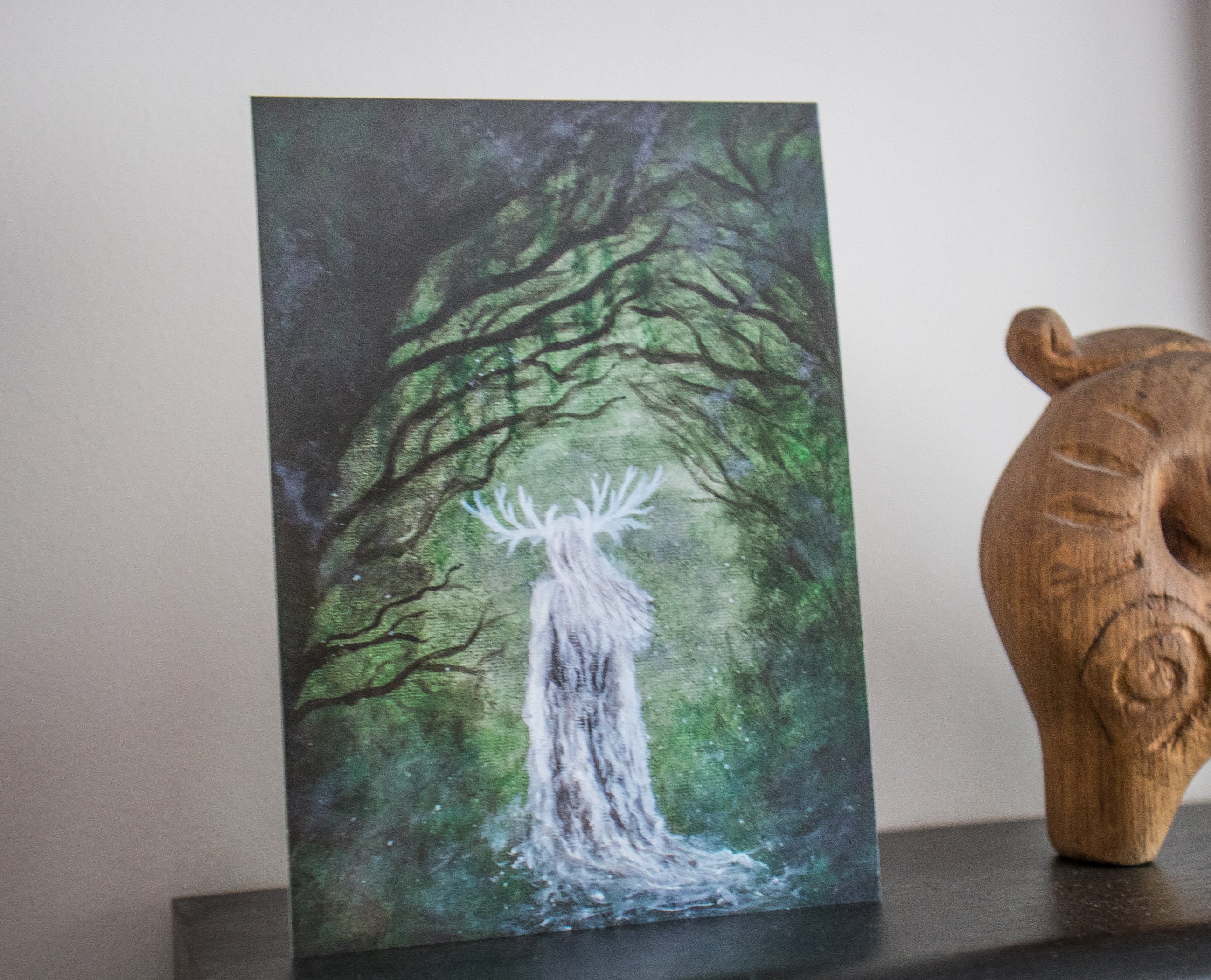 Lady of the Forest Fantasy Woodland Postcard With Moon Bookmark ...