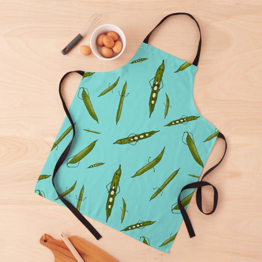 Apron Adult Size - Green Bean Man Design in Green and Blue / Teal - Etsy