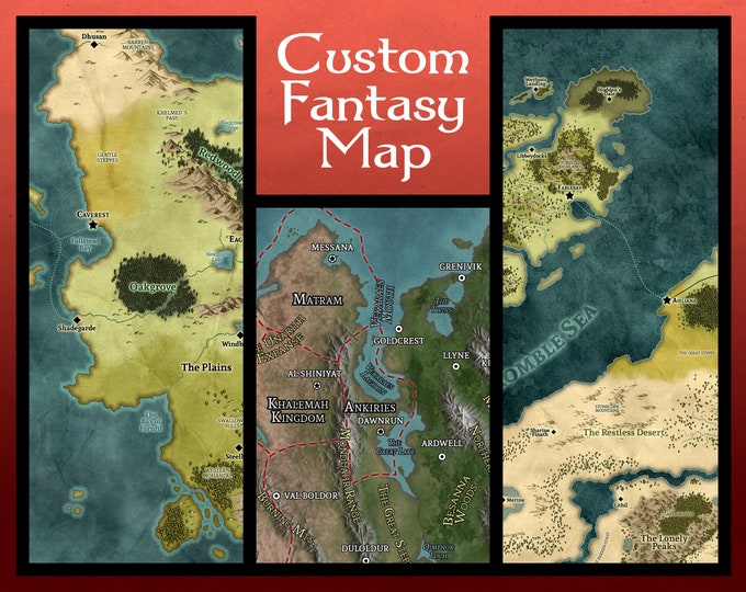 A3 Custom Hand Drawn Fantasy Map - Etsy Canada