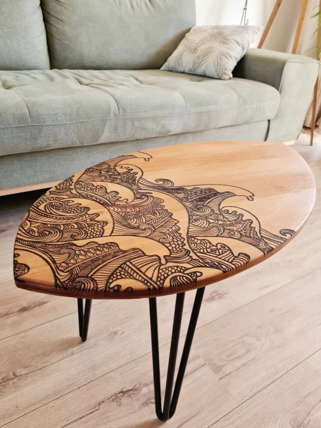 Wooden Coffee Table Pine Surfboard - Etsy