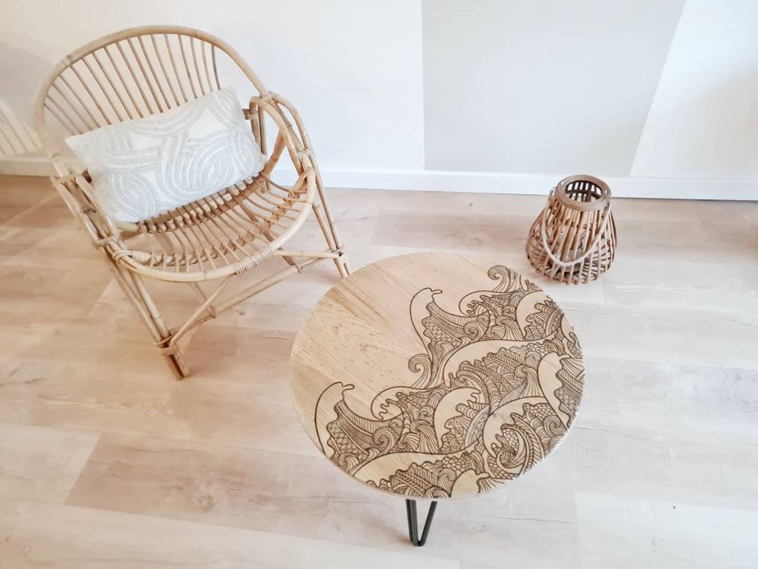 Oak Wood Coffee Table Wave - Etsy