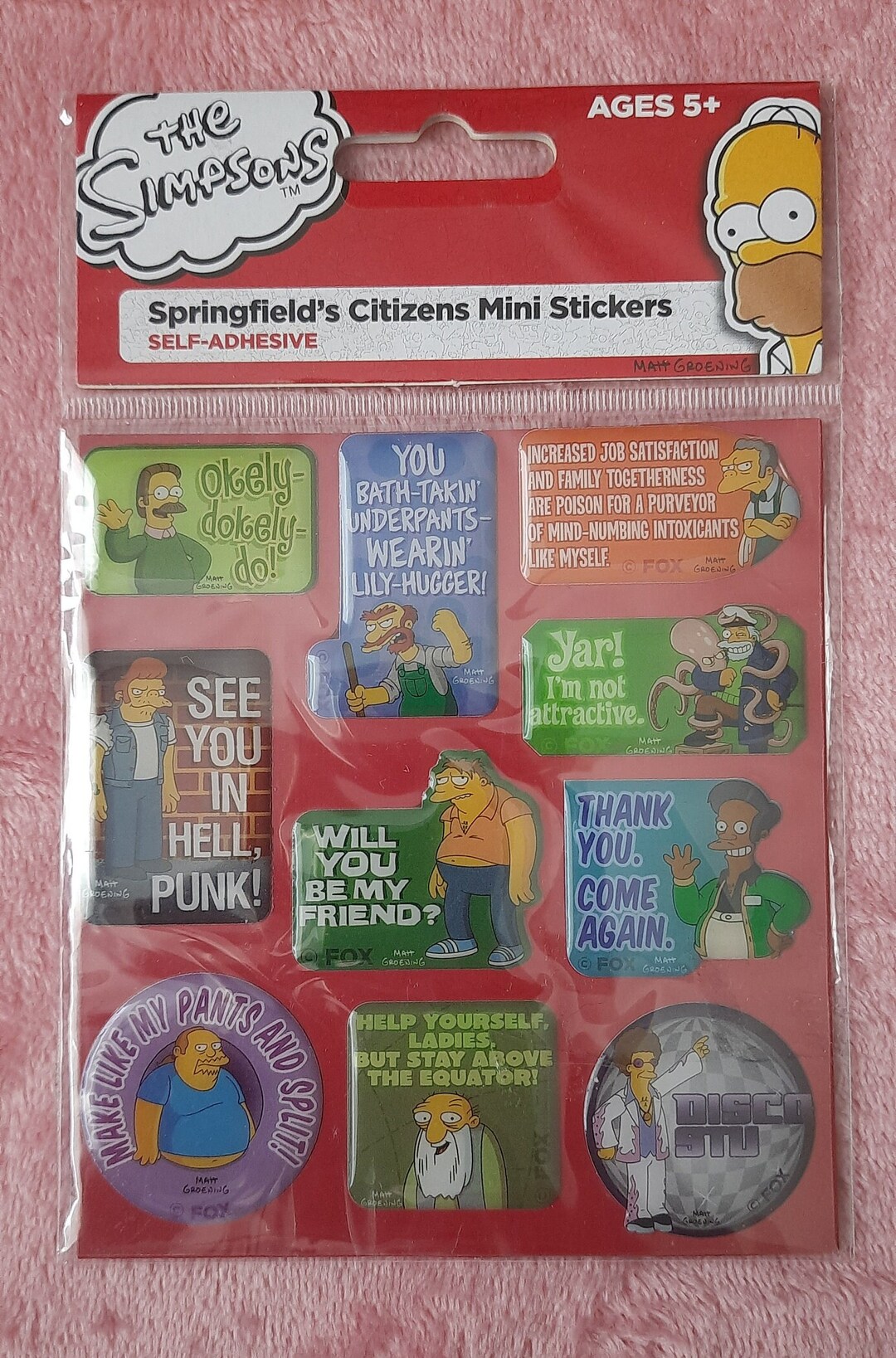 Vintage 2000s UK Exclusive Gel Mini Sticker Sheet the Simpsons ...