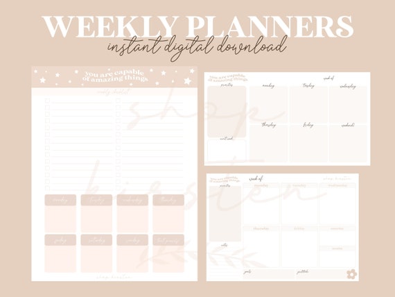 Weekly Planner Checklist DIGITAL DOWNLOAD Printable | Etsy