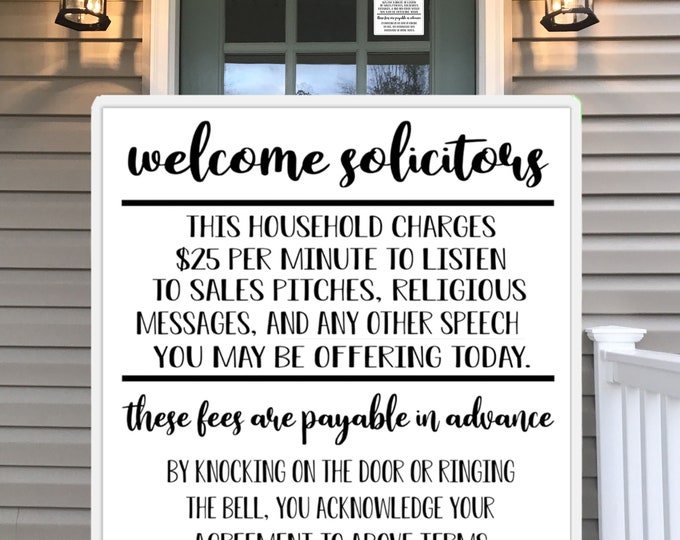 Welcome Solicitors Vinyl Decal Sticker, Note to Door Knockers, Anti ...