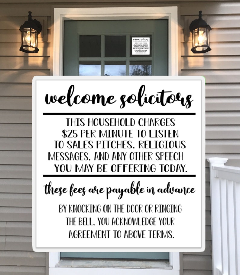 Welcome Solicitors Vinyl Decal Sticker, Note to Door Knockers, Anti ...