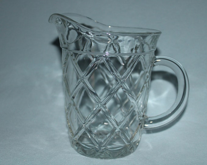 Vintage Heavy Clear Glass Pitcher With a Raised Lattice Criss Cross ...