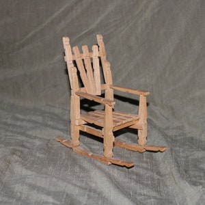 Miniature Clothespin Rocking Chair Adorable Rocker Dollhouse Furniture ...