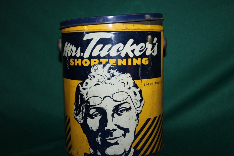 1950's Mrs. Tucker's Shortening Can Holds 8lbs Rusty and Crimped Lid ...