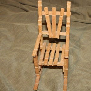 Miniature Clothespin Rocking Chair Adorable Rocker Dollhouse Furniture ...