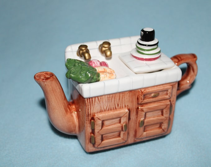 Collectible Ceramic Kitchen Sink Teapot Has Fresh Vegetables and a ...