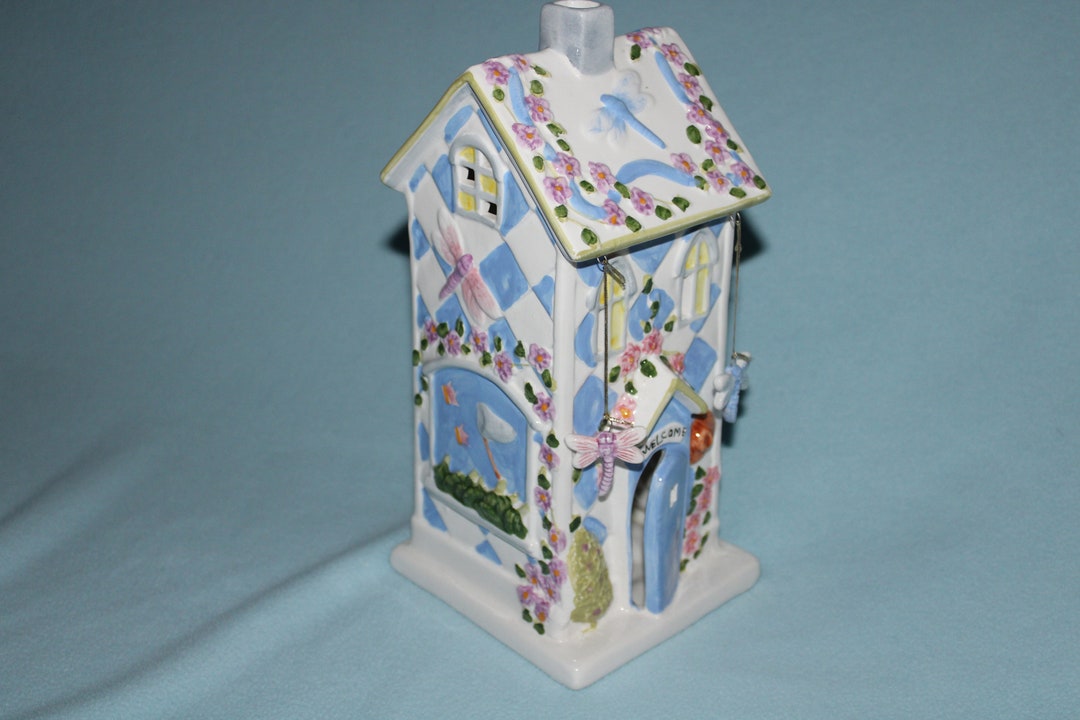 Collectible Ceramic Dragonfly Cottage Candle Holder Votive or Tealight ...