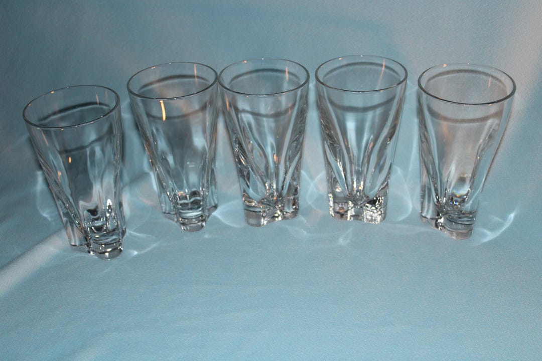 5) Triangle Base Tumblers or Glasses Heavy Solid Glass Tall Elegant ...