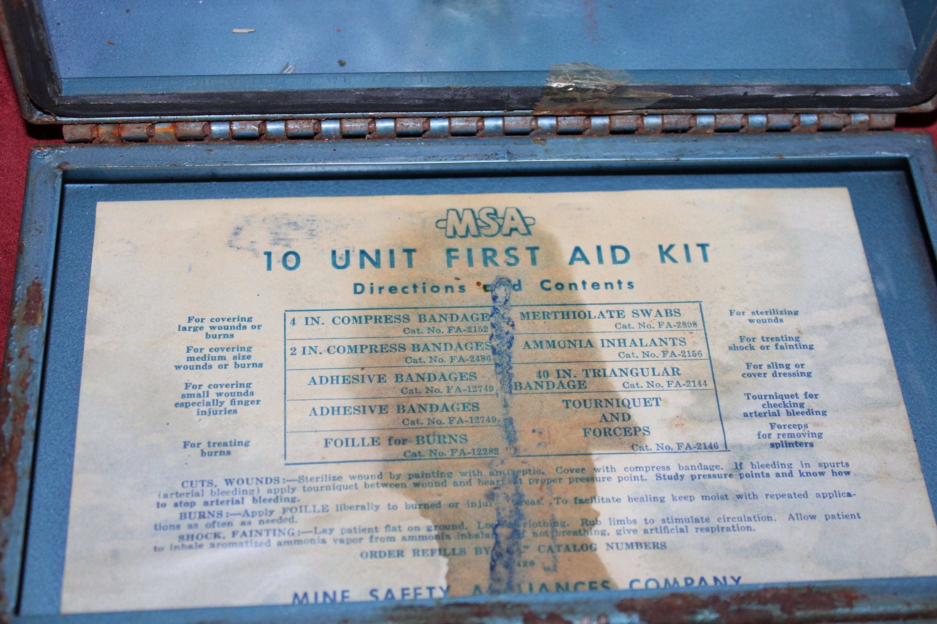 Vintage MSA mine Safety Appliances First Aid Kit 1950's - Etsy
