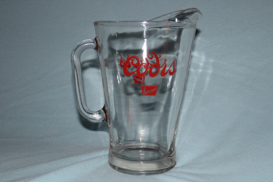 Vintage Coors Banquet Beer Pitcher Heavy Glass Holds 64 Fluid Ounces 9 ...