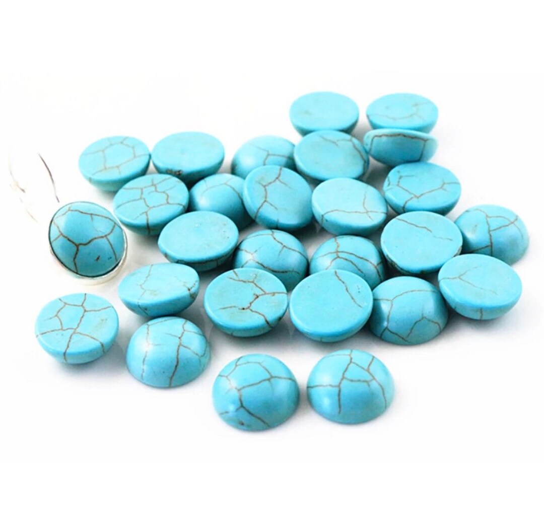 12mm Natural Looking Turquoise Round Flat Back Cabochons DIY Jewelry ...