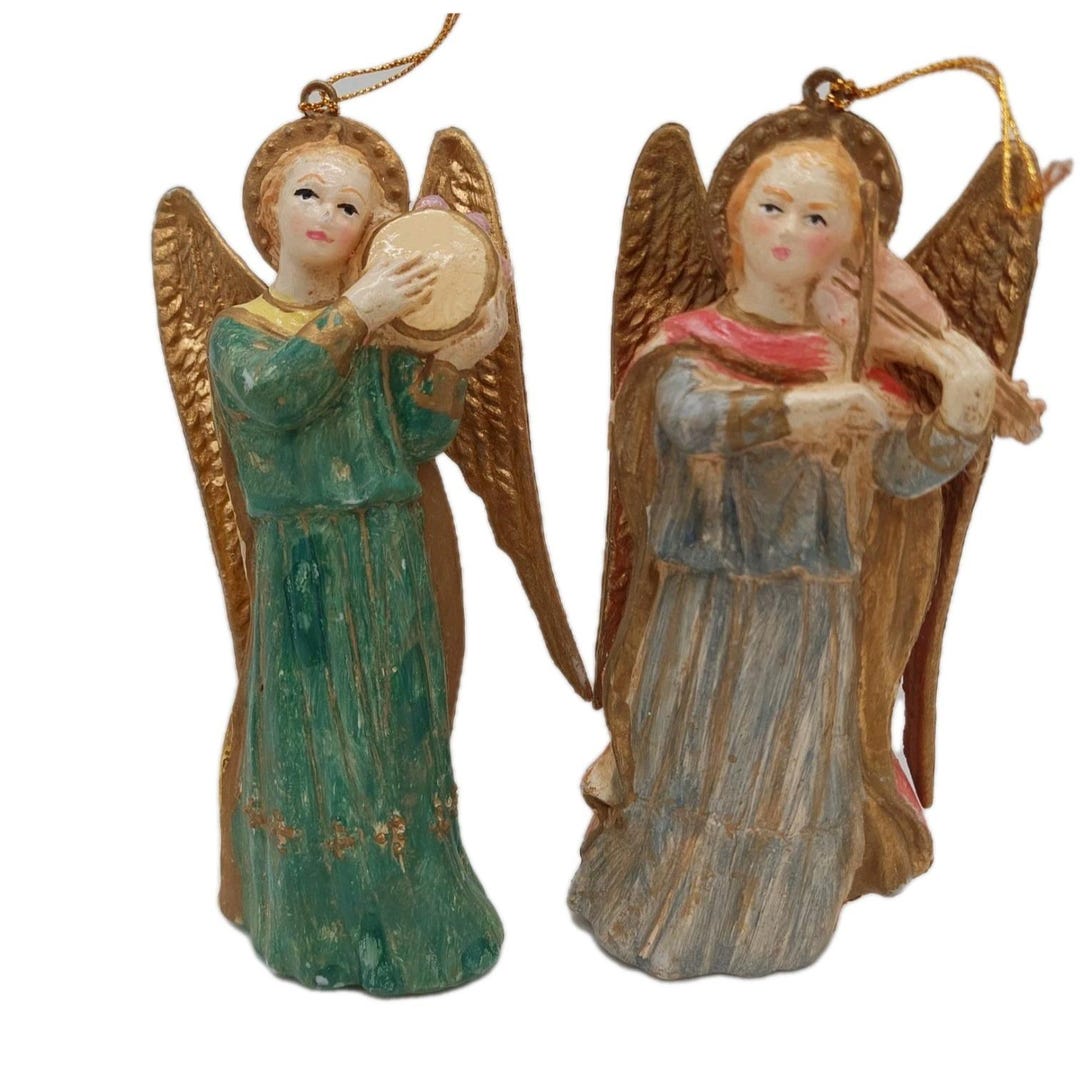Vintage Plastic Angels Playing Musical Instruments Set of 2 READ - Etsy