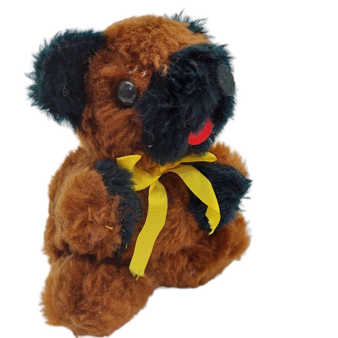 Dan Dee Imports Plush Stuffed Animal 8 Puppy Dog Brown Black Yellow Bow ...
