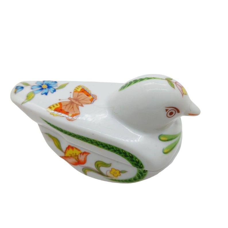 Prestige Porcelain Bird Trinket Box Floral Butterflies White - Etsy