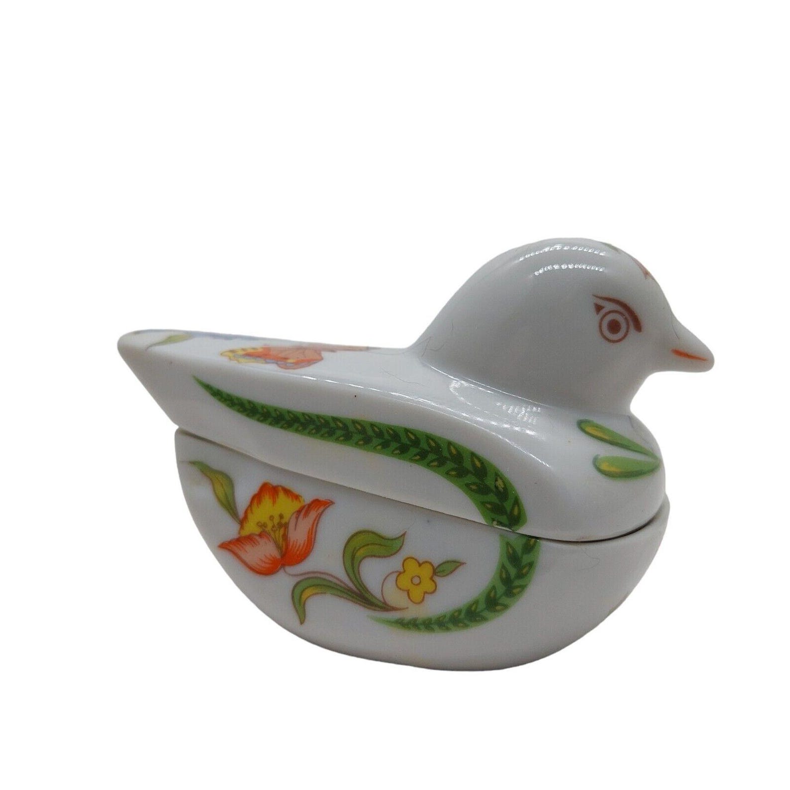 Prestige Porcelain Bird Trinket Box Floral Butterflies White - Etsy