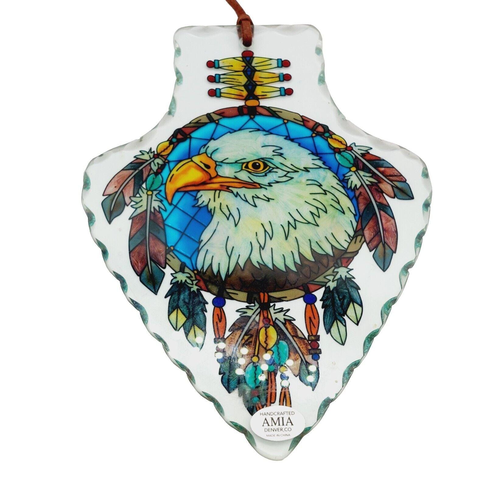 Amia Glass Arrowhead Bald Eagle Head Wall Decor Sun Catcher Handcrafted ...