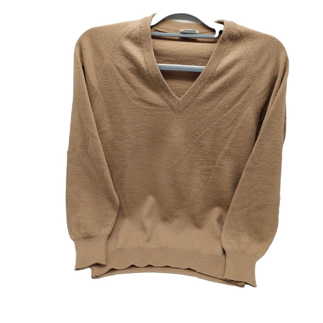Oleg Cassini by Burma Mens Sweater V-neck Tan Camel Size Medium Made in ...