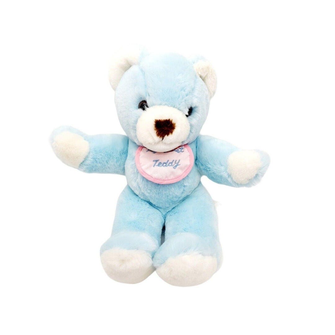 Singi Ltd Blue Teddy Bear Stuffed Animal Plush My First Bear Bib 12 ...