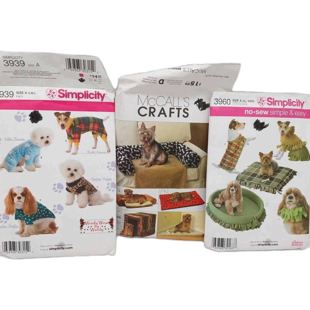 Mccalls & Simplicity Dog Crafts Pattern Pet Accessories: Bed Coat Lot ...
