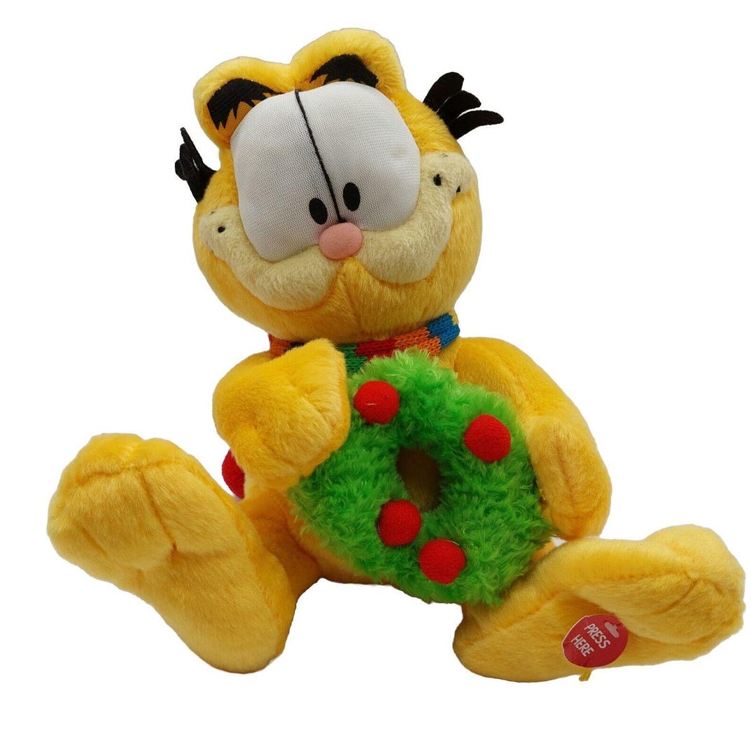 Garfield Christmas Plays Musical Lights 8 Plush Stuffed Animal Tested ...