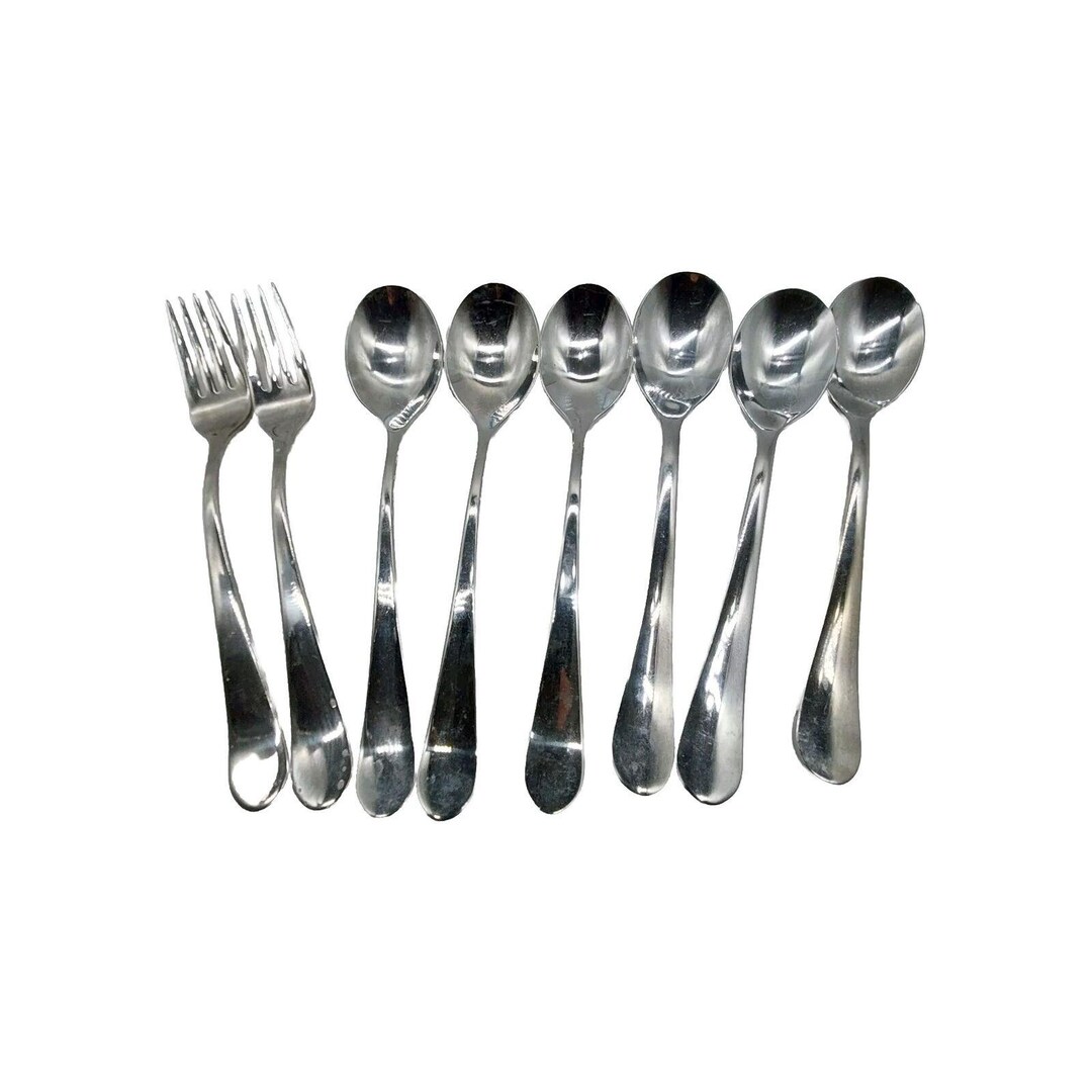 GS 18/10 Stainless Flatware Set of 2 Forks 6 Spoons Approx 7 Set of 8 ...