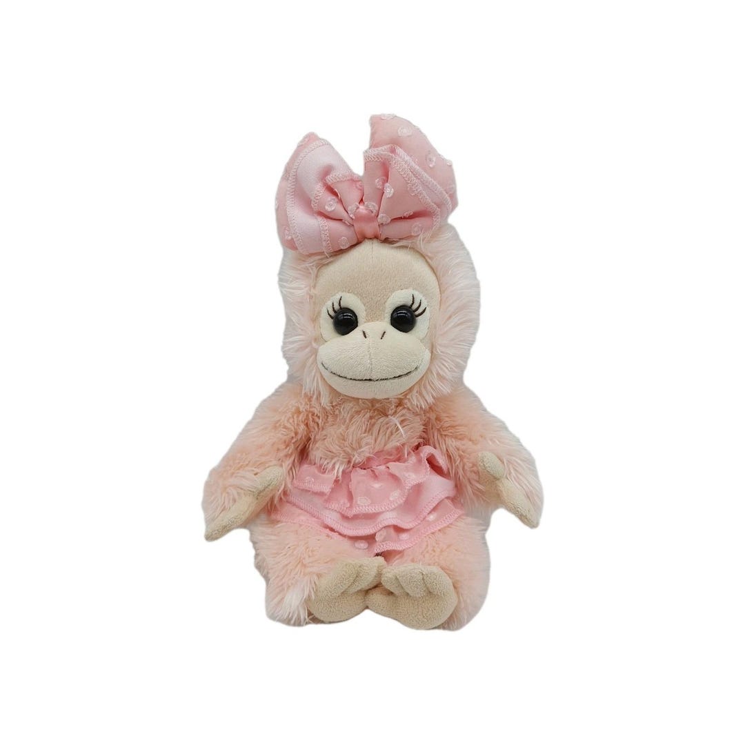 Neko World Baby Natsu Pink Tan Plush Stuffed Orangutan Monkey Pink Bow ...