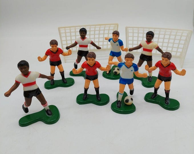 Soccer Cake Toppers 10 Piece Set, 8 Figures 2 Goal Posts Bakery Crafts ...