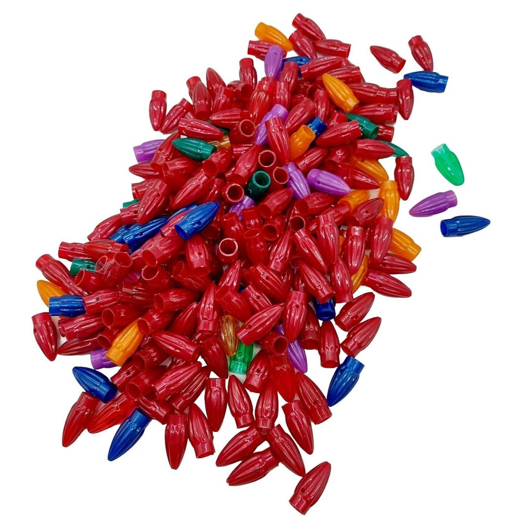 Multi-colored Christmas String Light Bulbs Cover Plastic Read Lot of ...