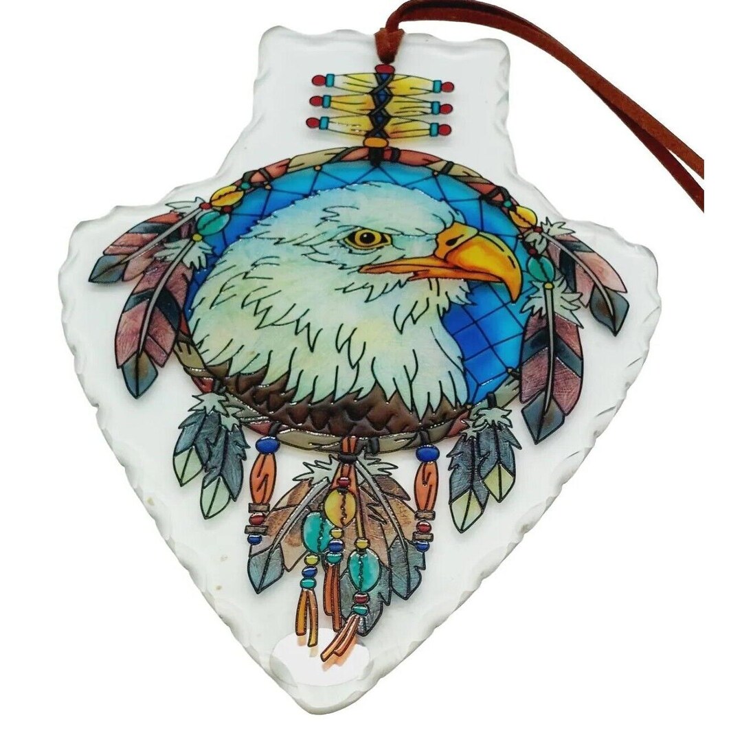 Amia Glass Arrowhead Bald Eagle Head Wall Decor Sun Catcher Handcrafted ...