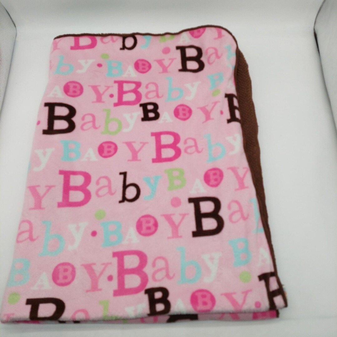 Circo Baby Pink Brown Plush Sherpa Velour Crib Baby Blanket ABC 30x40 ...
