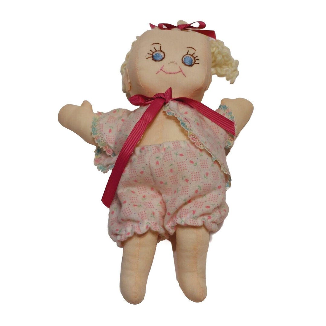 Judy R Sims Plush Stuffed Girl Doll 1988 Handmade White Blue Eyes ...