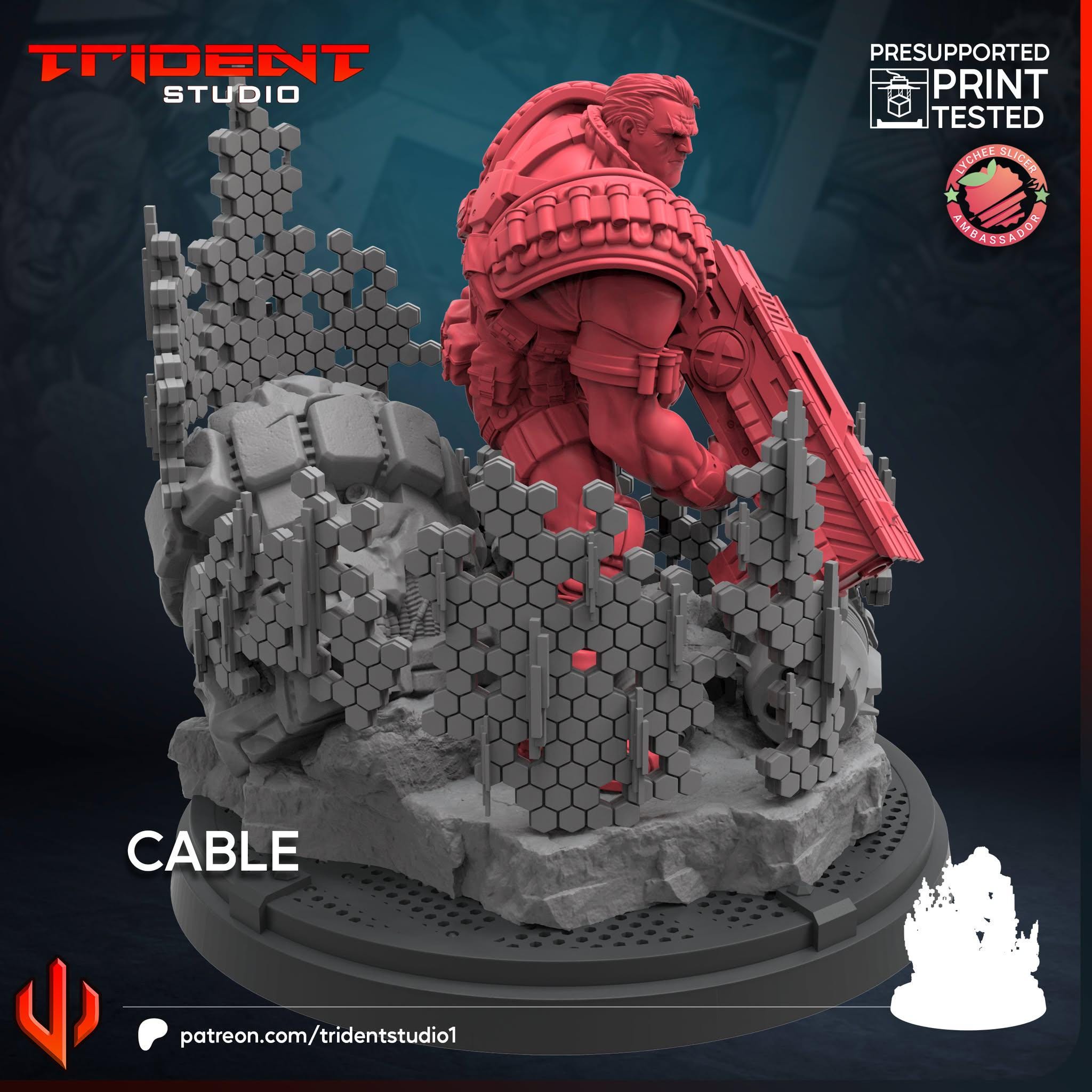 Cable Fanart on 50mm Base by Trident Studio - CRISIS PROTOCOL - Etsy